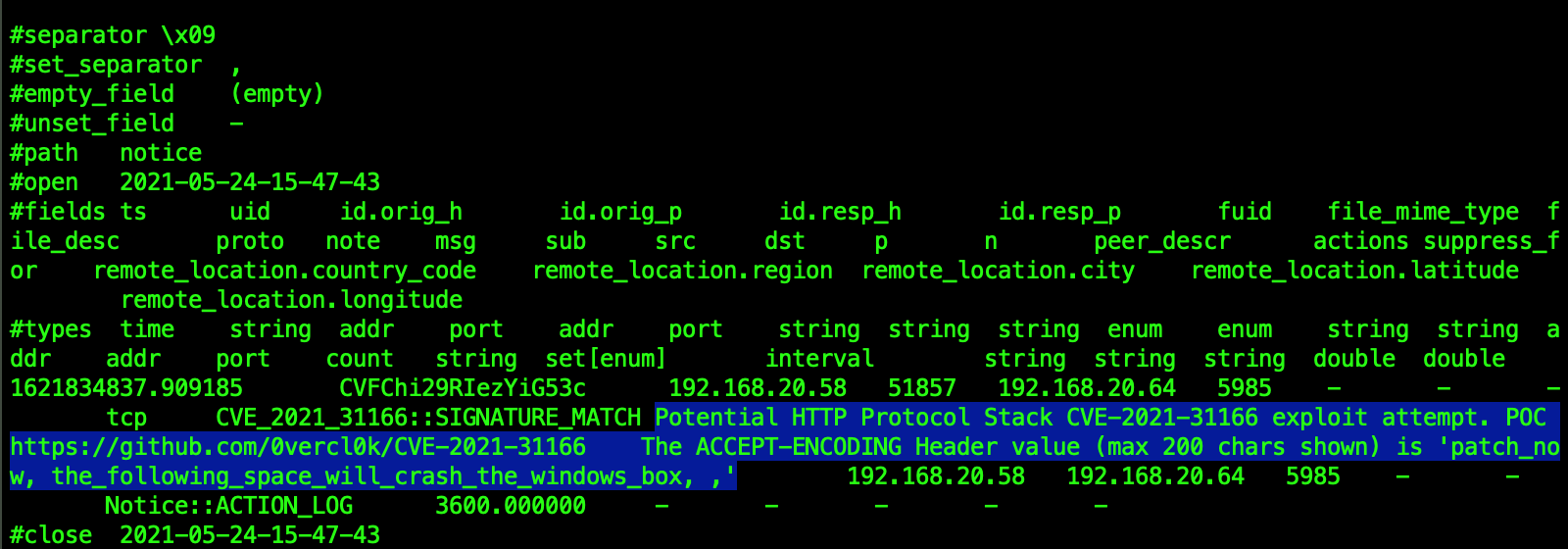Detecting CVE-2021-31166 HTTP Vulnerability Using Corelight | Corelight
